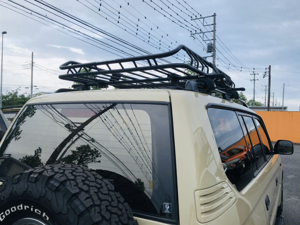 FD-Classic 95プラドへRHINO-RACK XTray-Large＜ルーフラック＞＆リアルウッドバックドアパネル追加カスタム☆ ...